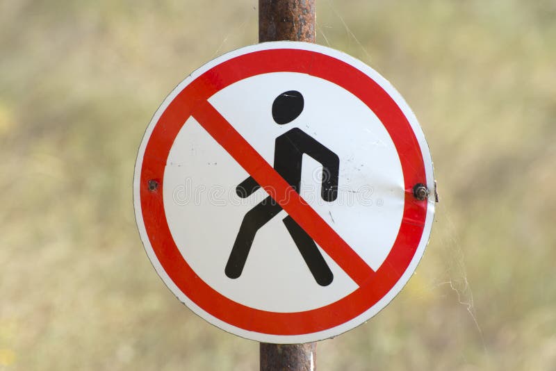 Prohibition Sign on the Pole. Forbidden Zone Stock Image - Image of ...