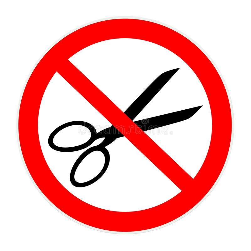 Prohibition Sign with Scissors, 2D Illustration Stock Illustration ...