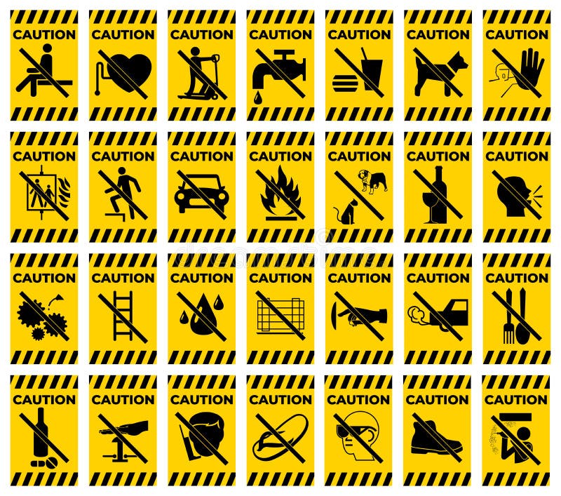 Set of Mandatory Sign, Hazard Sign, Prohibited Sign, Occupational ...