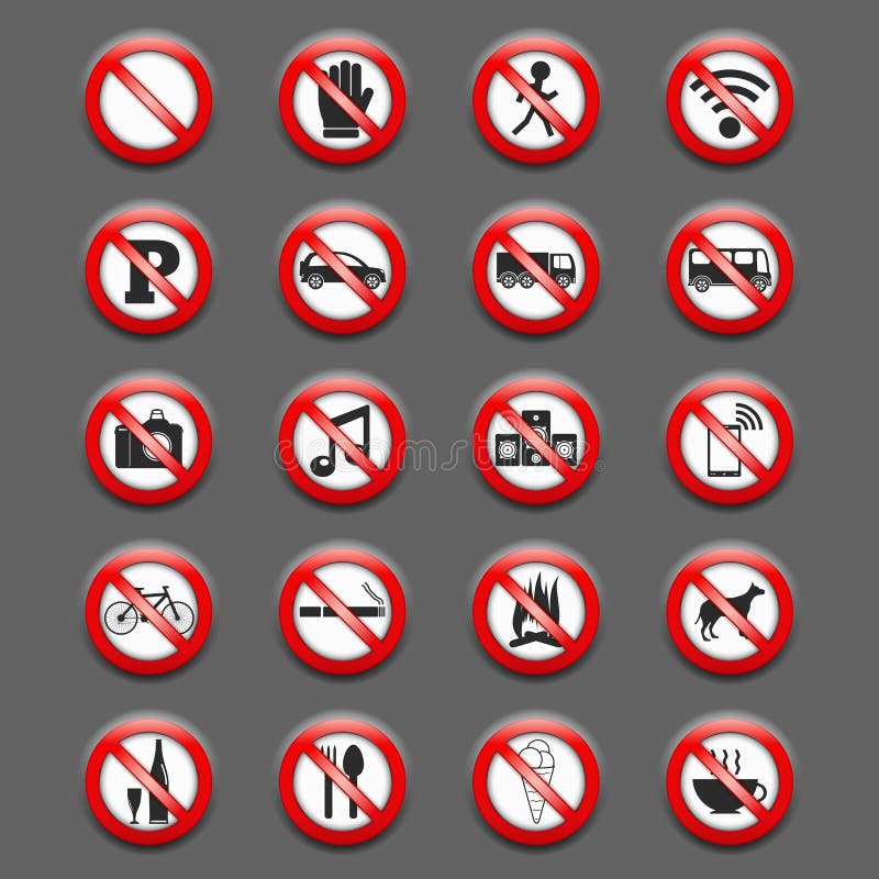 Prohibition Signs stock vector. Illustration of cafe - 37138982