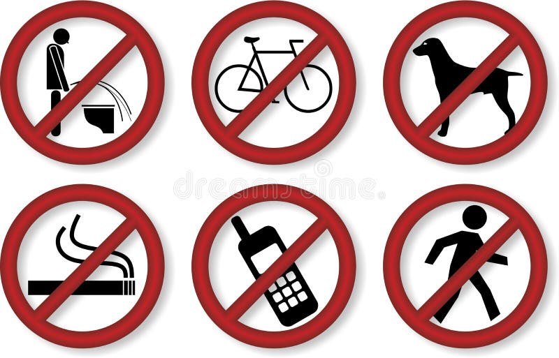 Prohibition signs stock illustration. Illustration of sample - 52544213