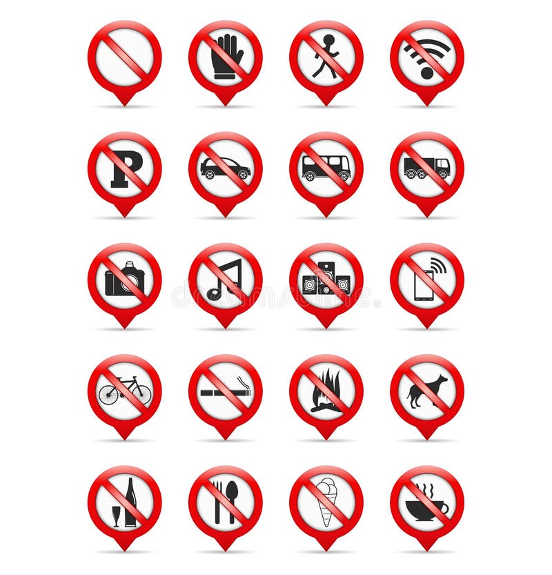 Red No Signs and Anti- Symbols for Prohibited Activities Stock Vector ...