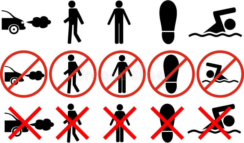 Prohibition Signs and Symbols Stock Illustration - Illustration of ...