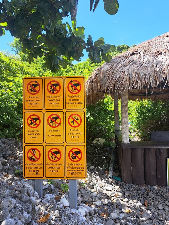 Prohibition Signs on Tarutao Island in Thailand. Editorial Photography ...