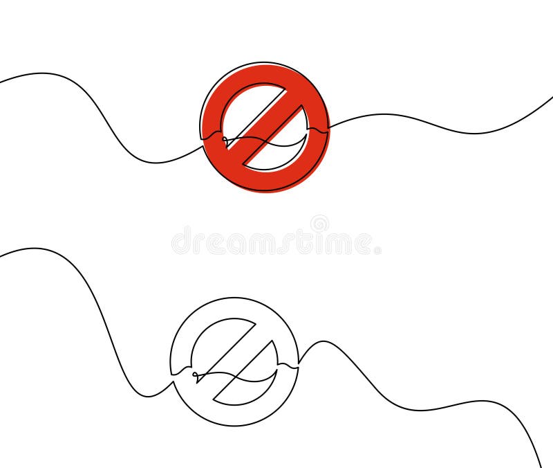 Prohibition Symbol in Minimalist Continuous Line Style Stock Vector ...