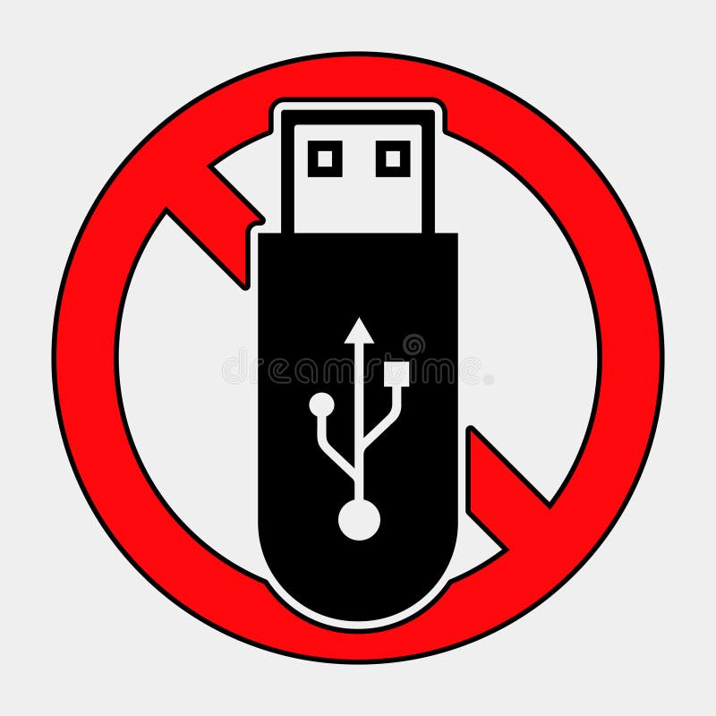 Prohibition Symbol for USB Flash Drive Usage Stock Vector ...