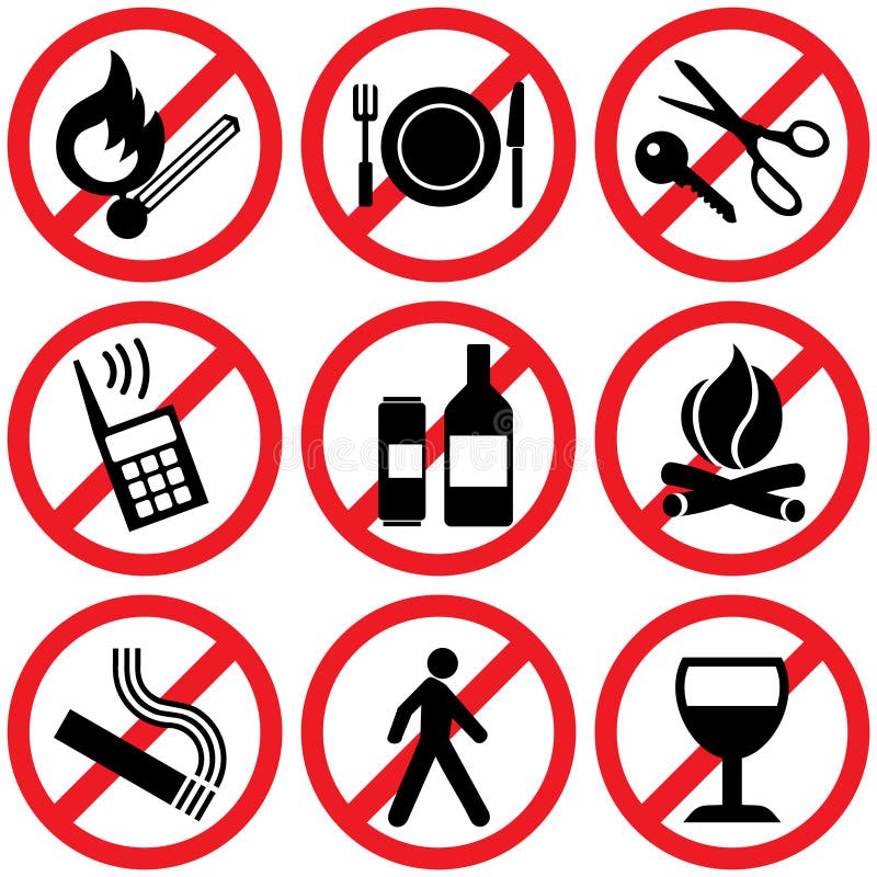 Prohibitory signs stock vector. Illustration of drink - 12998254