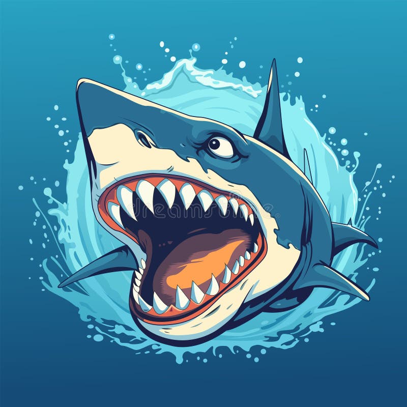 Angry Shark in Ocean Vector Illustration Stock Vector - Illustration of ...