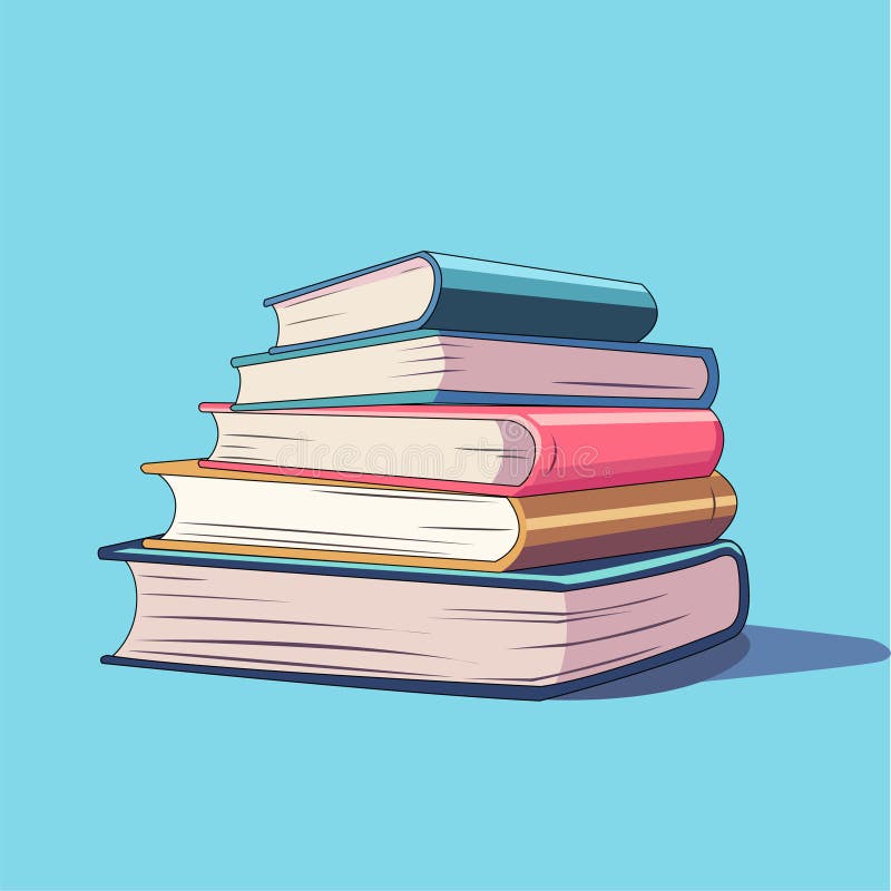 Stack of Books on Blue Background Vector Illustration in Cartoon Style ...