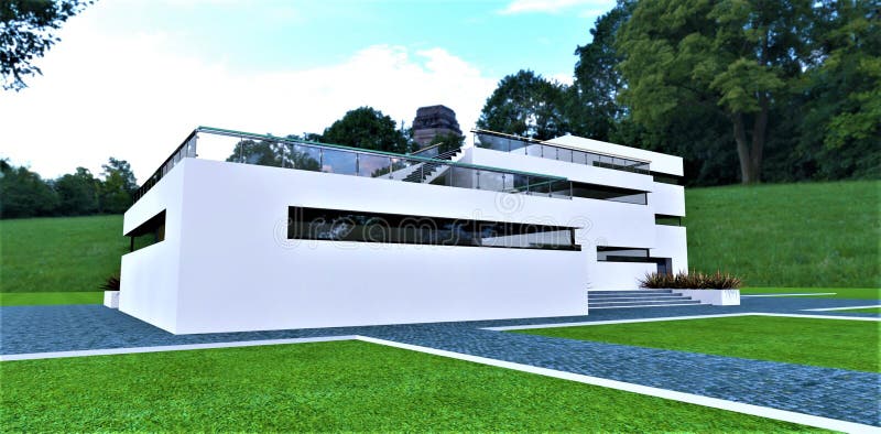 The Project of an Administrative Building in a City Park. White Facade ...