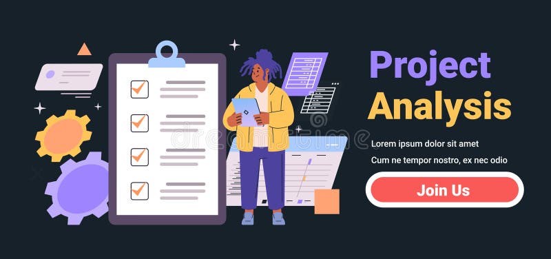 Project Analysis Concept with a Person Holding a Tablet Surrounded by ...