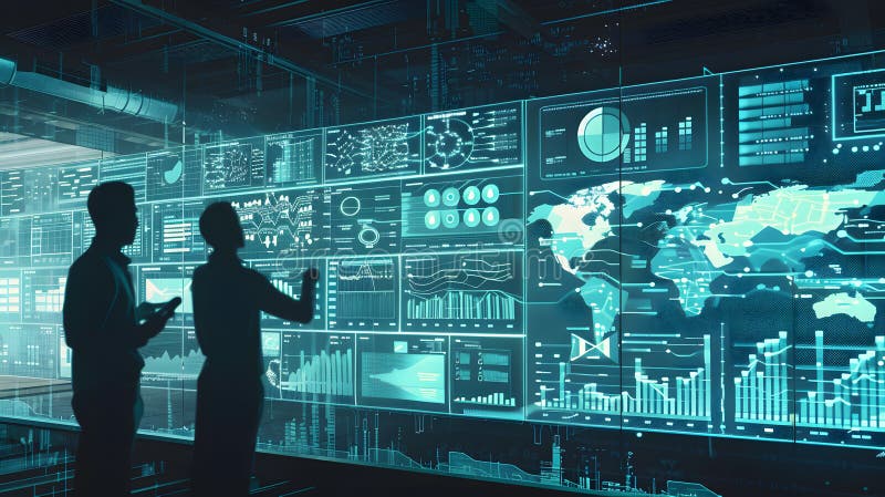 Project Analysis Team Reviewing Data on Digital Boards Stock ...