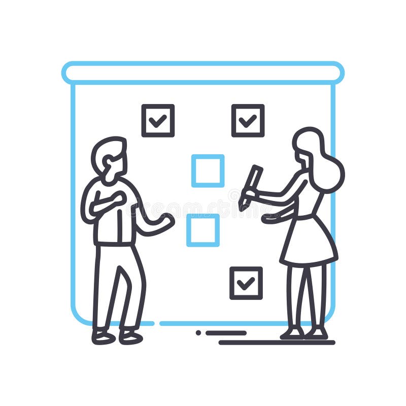 Project Briefing Line Icon, Outline Symbol, Vector Illustration ...