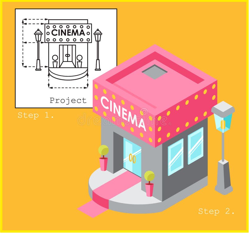 Project Cinema in Flat and Isometric Style Stock Vector - Illustration ...