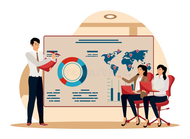 Project Closure. Business Team Presentation with Data Analytics Charts ...