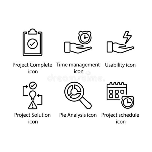 Project Complete, Time Management, Usability, Project Solution, Pie ...