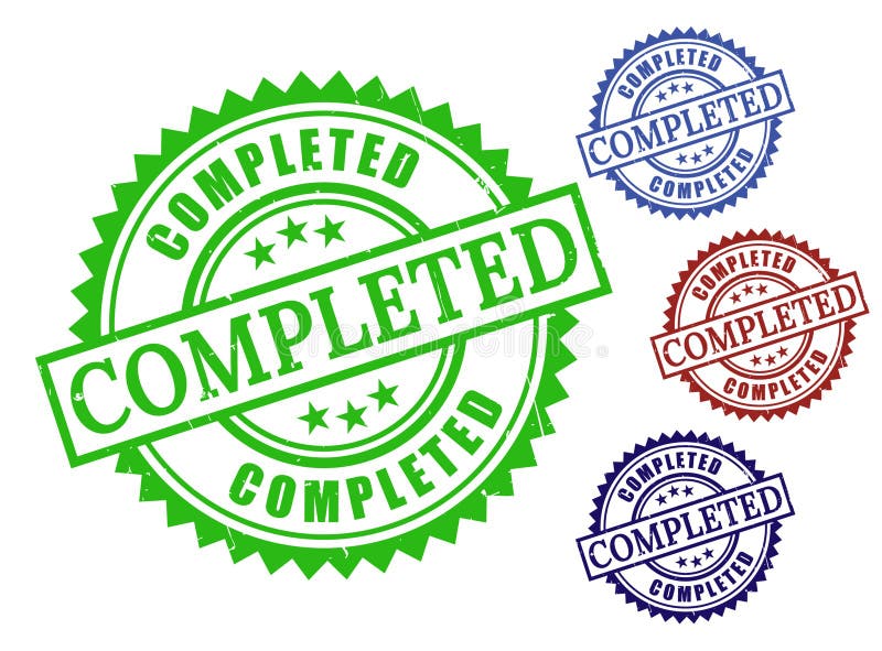 Project Completed Stamp Icons, Grunge Style Finished Task Labels Stock ...