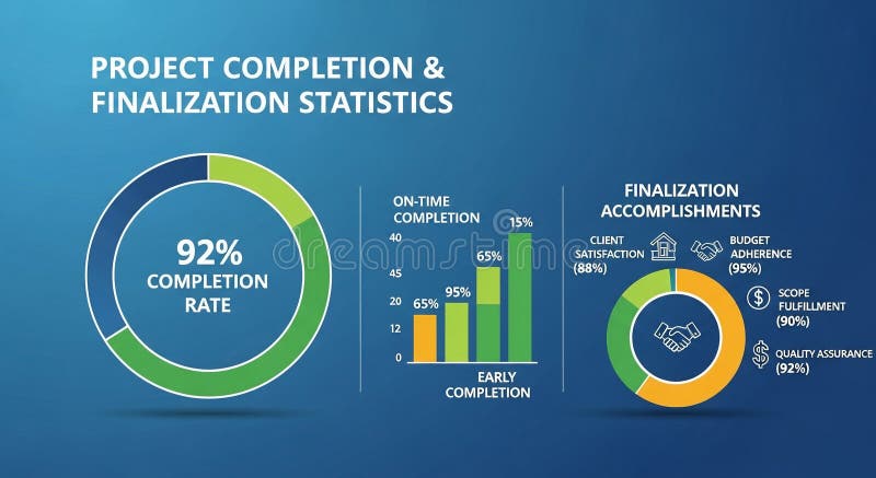 Project Completion and Finalization Statistics Infographic Stock ...