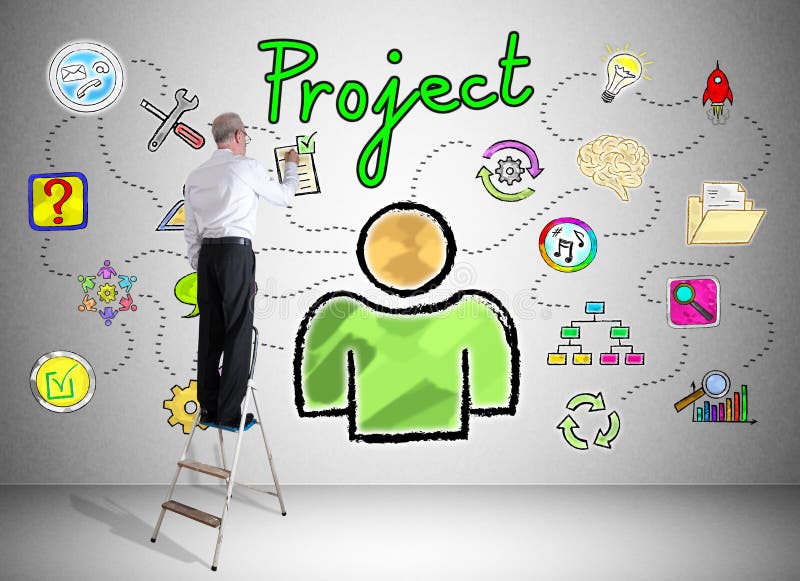 Man Drawing Project Management Concept Stock Photo - Image of manager ...
