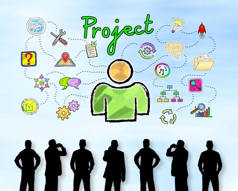 Project concept on a wall stock illustration. Illustration of plan ...