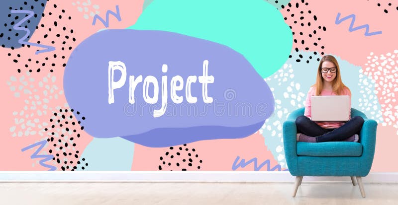 Project Concept with Woman Using a Laptop Stock Image - Image of person ...