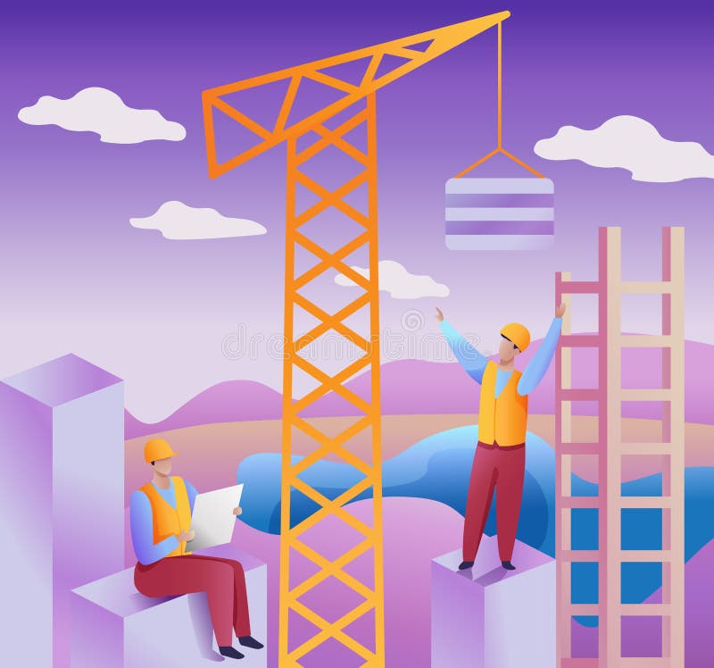 Project and Construction Managment Concept. the Flat Vector ...