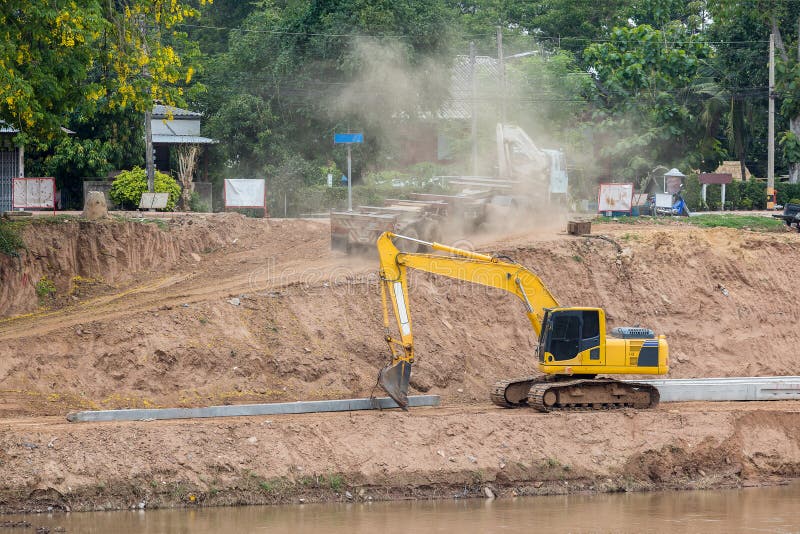 Construction of the River Drains. Construction Drains To Prevent ...