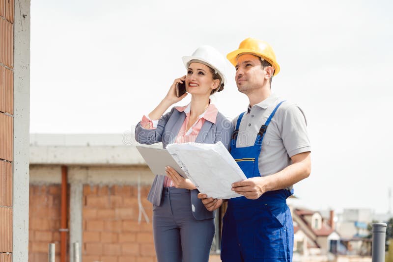 Project Developer and Construction Worker on Site Stock Photo - Image ...