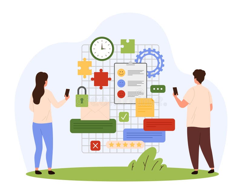 Project Development, Brainstorming Process of Tiny People Organize Data on on Board Stock Vector ...