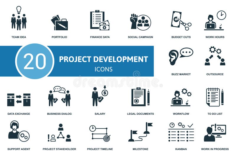 Project Development Set Icon. Contains Project Development ...