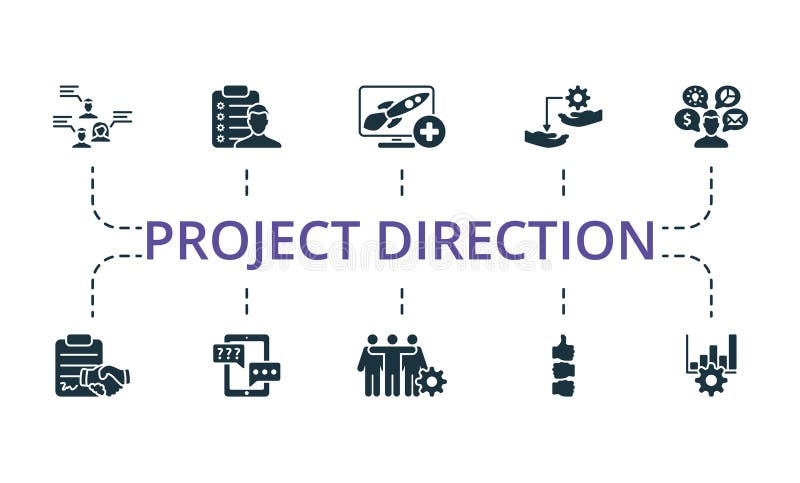 Project Direction Thin Line Icon Set. Monochrome Simple Project ...