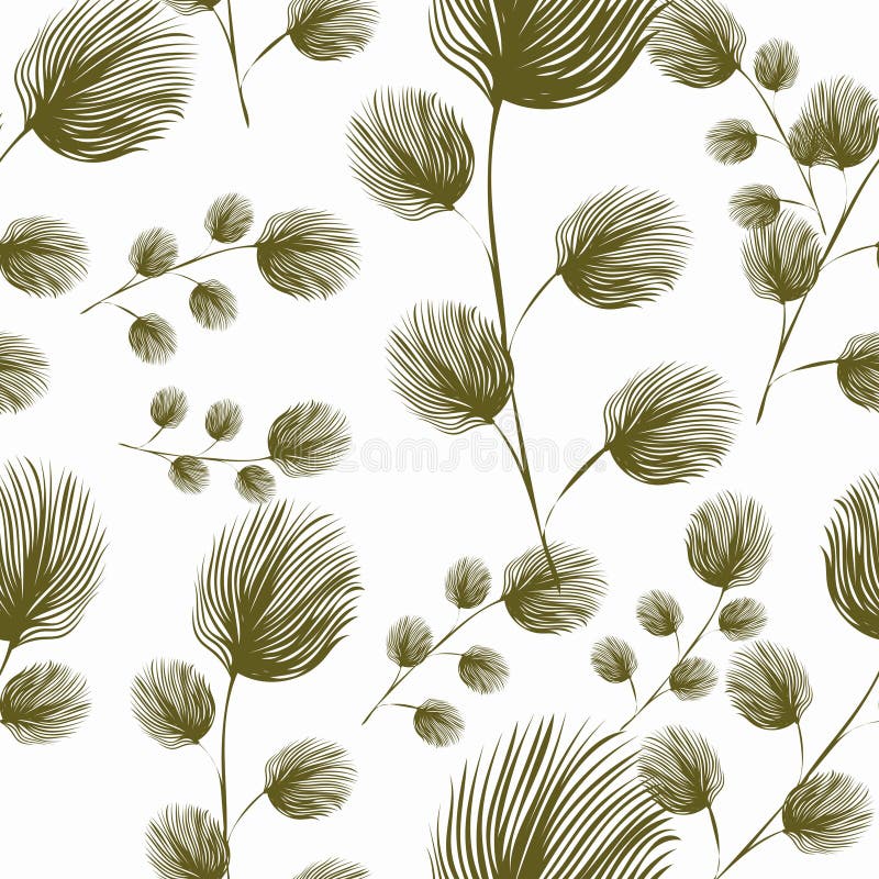 Feather Olive Green Duster Design Pattern. Vector Illustration Seamless ...