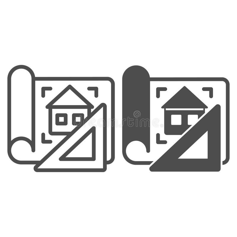 Project Drawing Line and Solid Icon, Construction Plan Concept. Vector ...