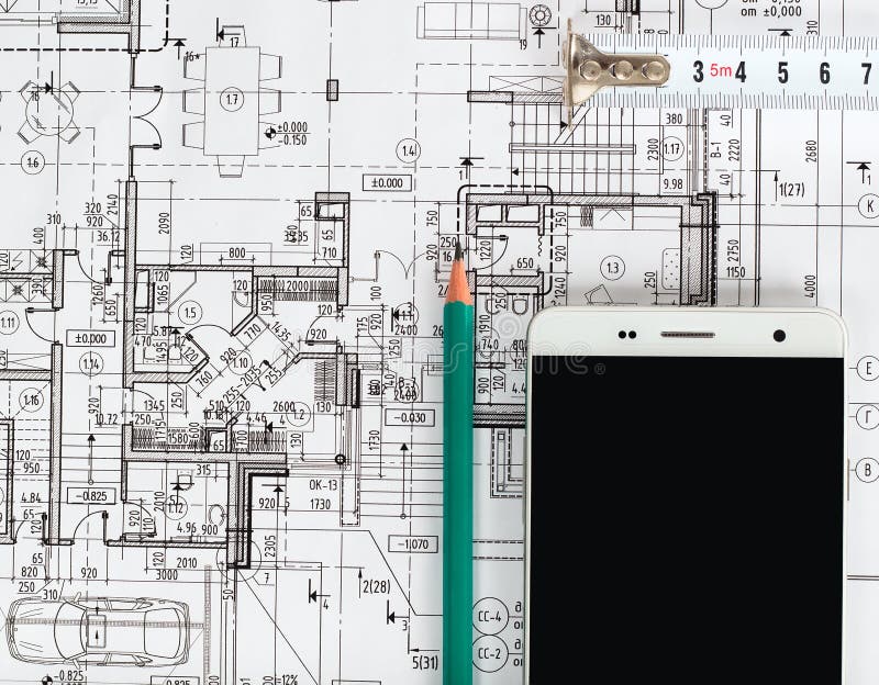 Project drawing stock image. Image of architectural, drafting - 66945043