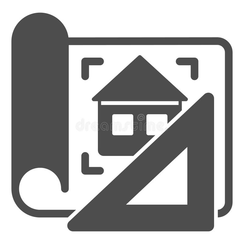 Project Drawing Solid Icon, Construction Plan Concept. Vector Graphics ...