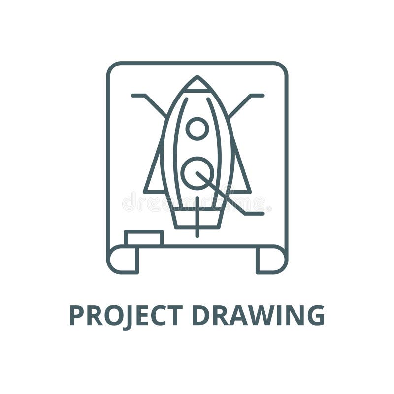 Project Drawing Line Icon Concept. Project Drawing Flat Vector Symbol ...