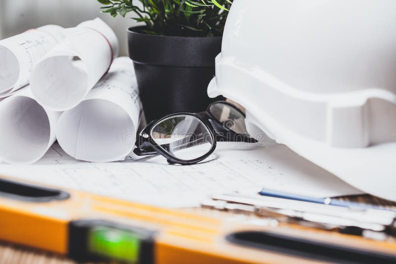 Project drawings and tools stock photo. Image of model - 69704562