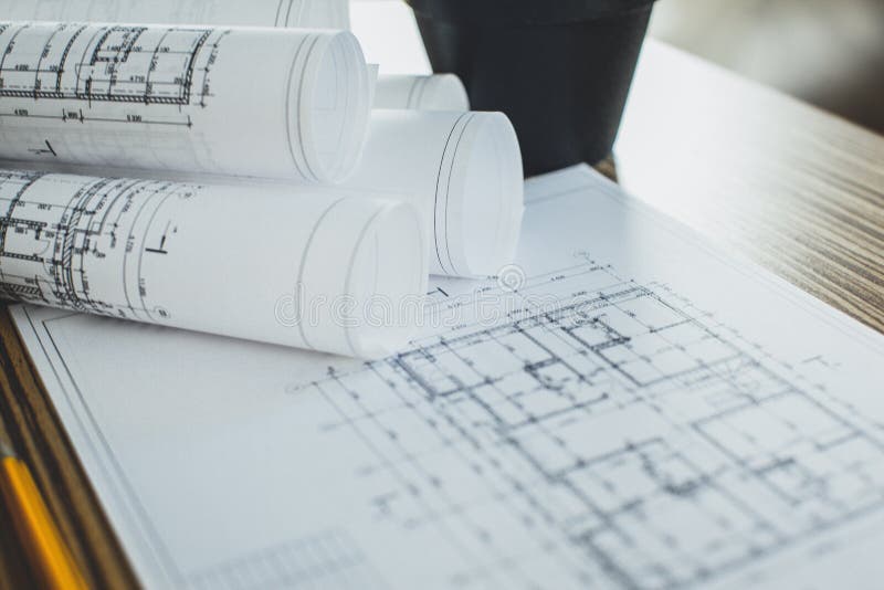 Project drawings and tools stock photo. Image of model - 69704562