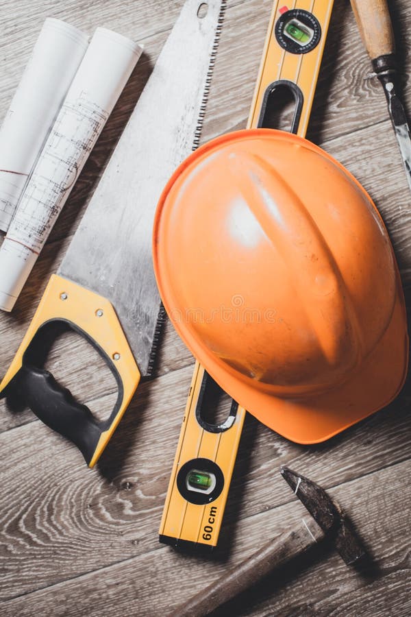 Project drawings and tools stock photo. Image of business - 70231760