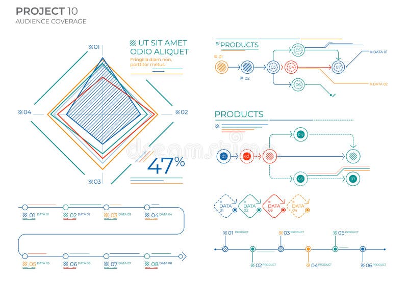 Modern Project Charts. Finance Elements Vector Illustration. Stock Vector - Illustration of ...