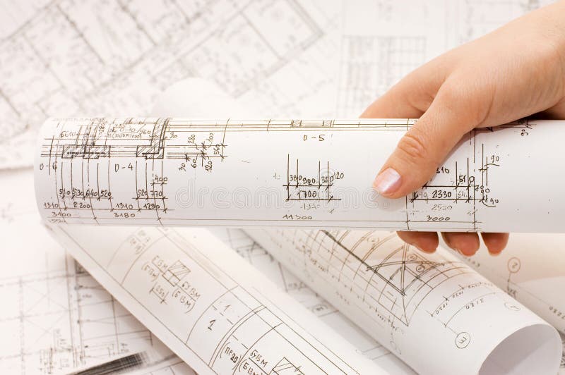 The Project in a Female Hand Stock Image - Image of plan, project: 13666159