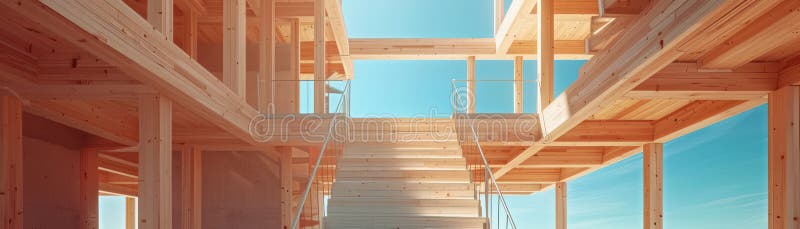 Robust Wooden Support Structure for New Building Construction, Framing ...