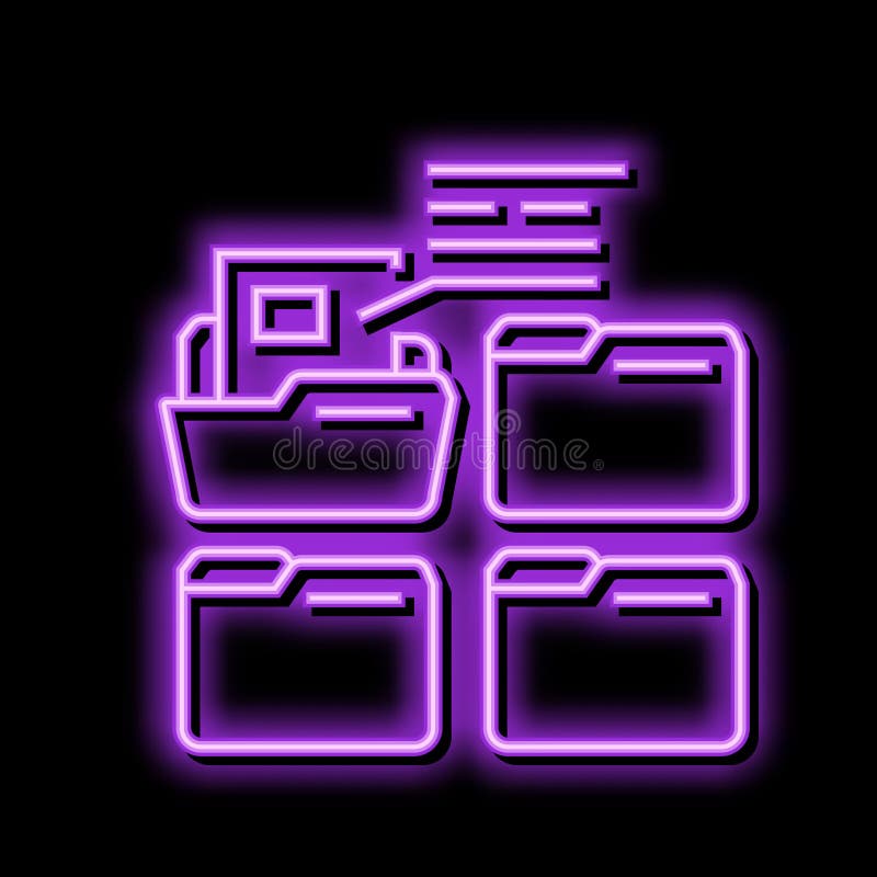Project Folder Neon Glow Icon Illustration Stock Vector - Illustration ...