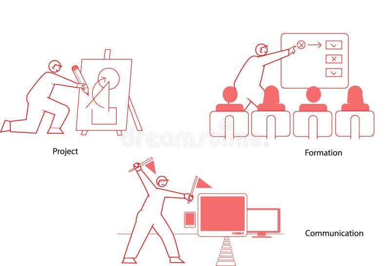 Project, Formation and Communication Concept Illustration Stock Vector ...