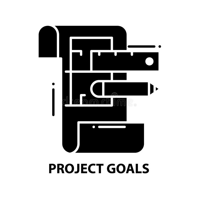 Project Goals Icon, Black Vector Sign with Editable Strokes, Concept ...