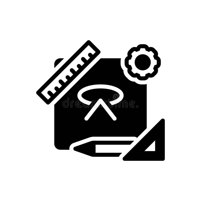Black Solid Icon for Project, Pencil and Tool Stock Vector ...