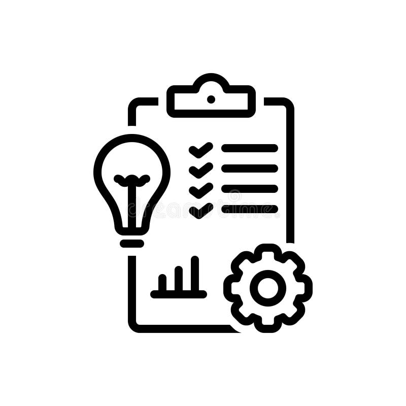 Black Line Icon for Project, Plan and Order Stock Vector - Illustration ...