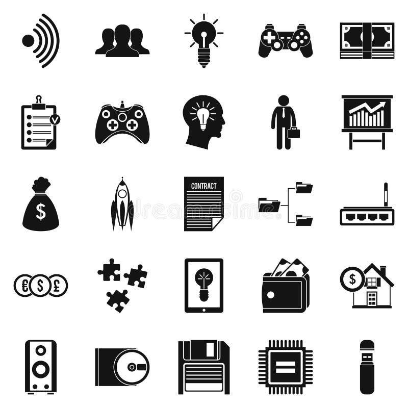 Project Icons Set for Business with Black and White Illustration Stock ...