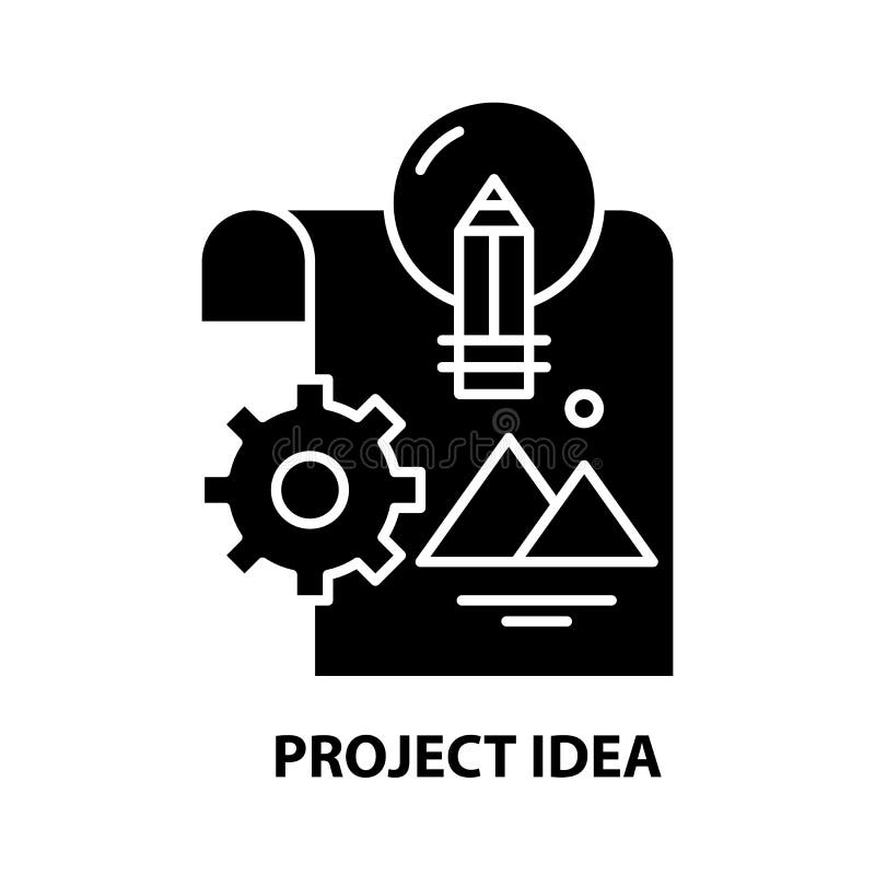 Project Idea Icon, Black Vector Sign with Editable Strokes, Concept ...
