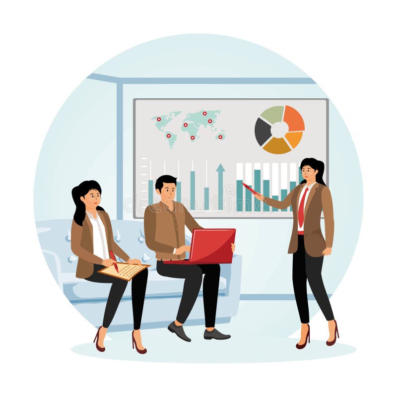 Project Implementation Concept. Group of Colleagues Working on the ...